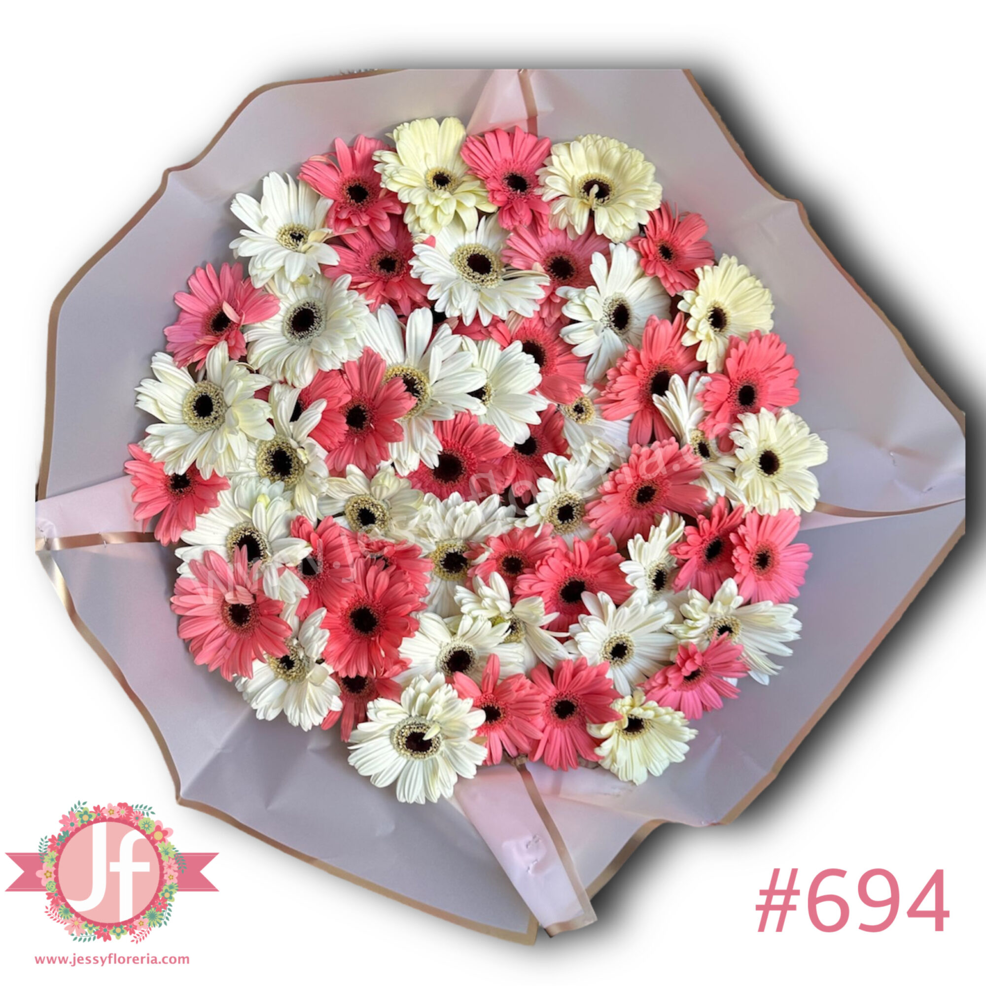 Ramo de 50 gerberas blancas y rosas | Envíos GRATIS Mismo día