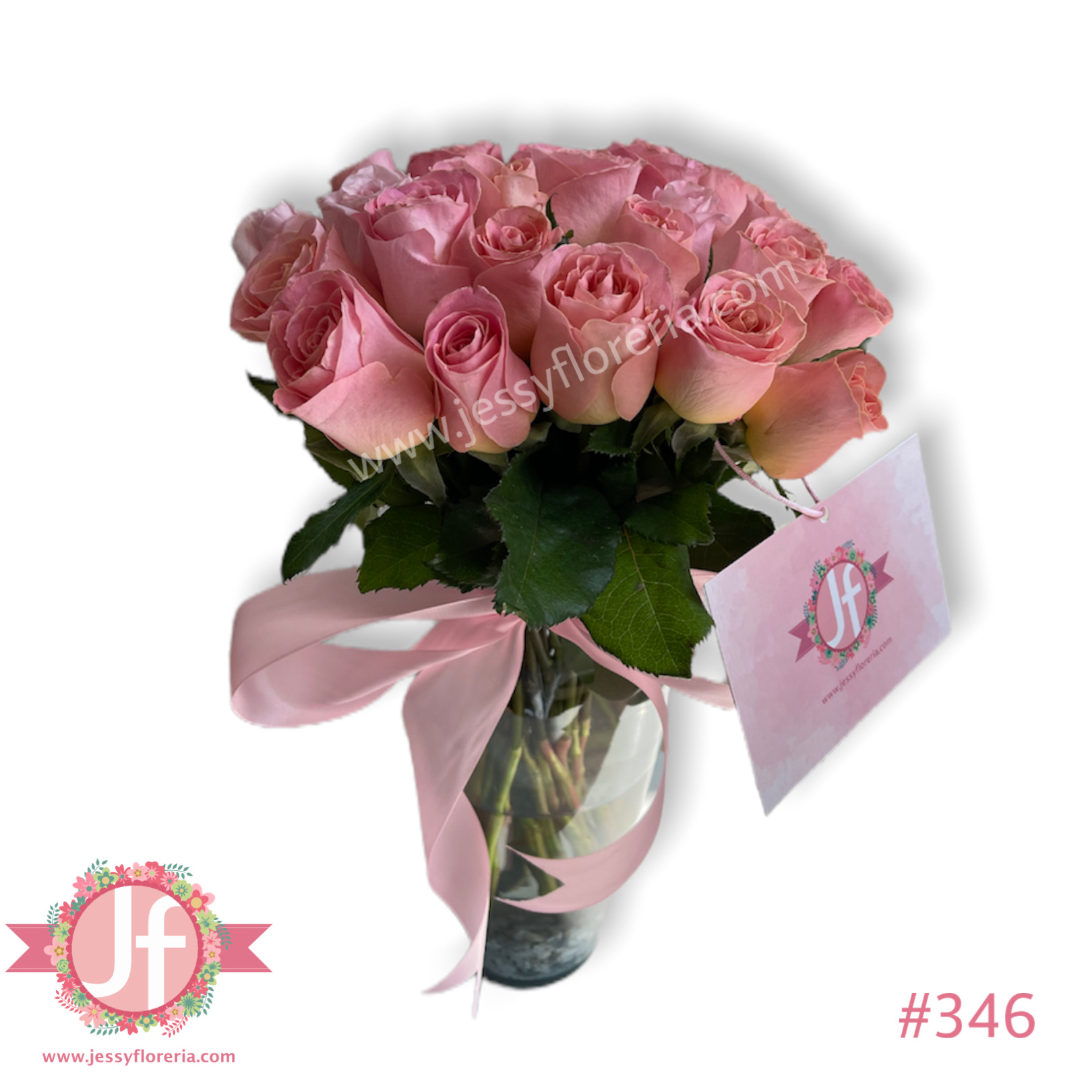 Florero de 24 rosas rositas - Envío a domicilio mismo día 2-4 Hrs